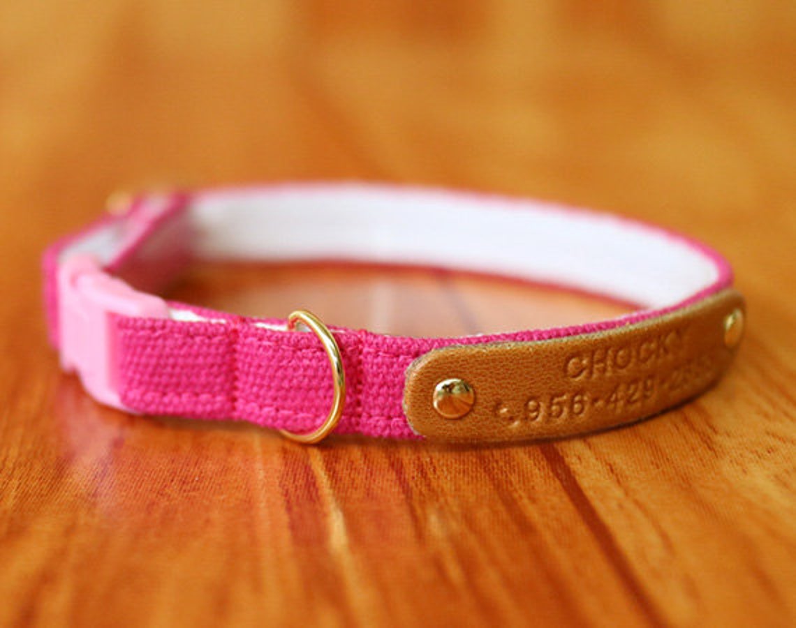 Candy Pink Cat Collar Personalized Magenta Personalized Cat - Etsy