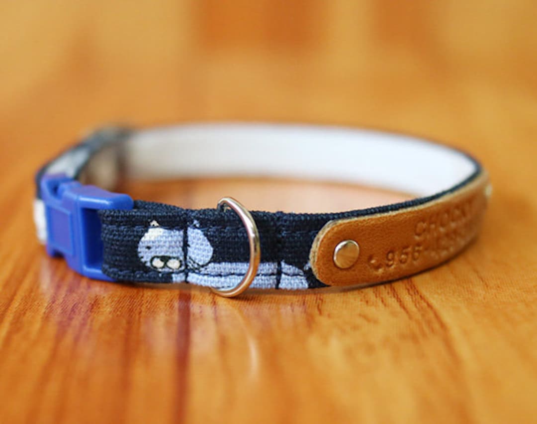 Blue Cat Family Cat Collar, Happy Cat Collar Personalized, Soft Cotton ...