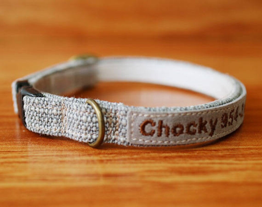 Simple Grey Cat Collar Personalized, Chelsea Grey Personalized Cat ...