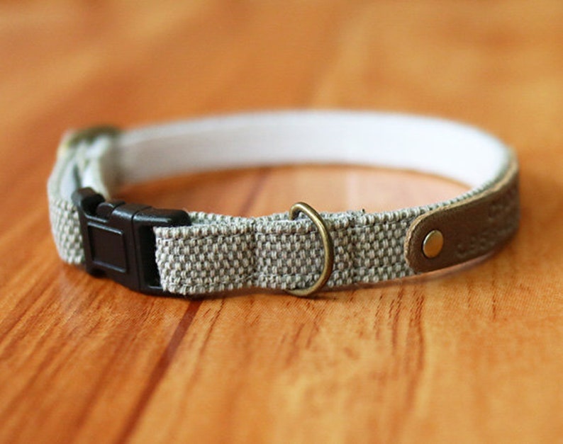 Cat Collar Personalized With Earth Tone Grey Natural Grey - Etsy