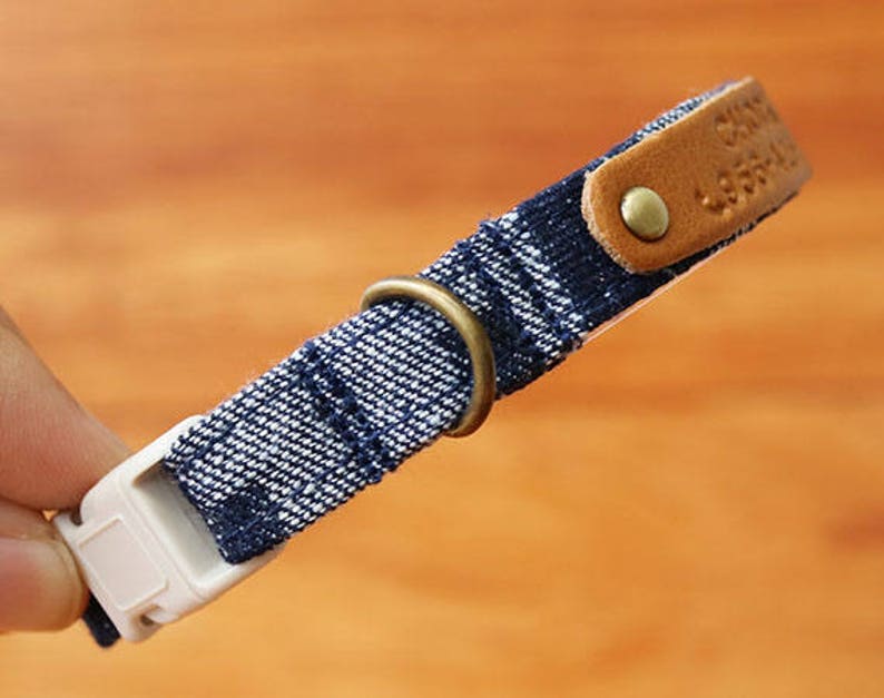 Hipster Jean Cat Collar Personalized Hipster Denim | Etsy