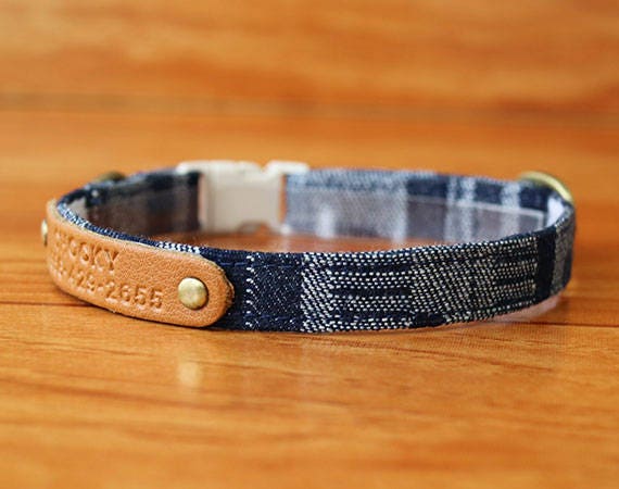Hipster Jean Cat Collar Personalized Hipster Denim | Etsy