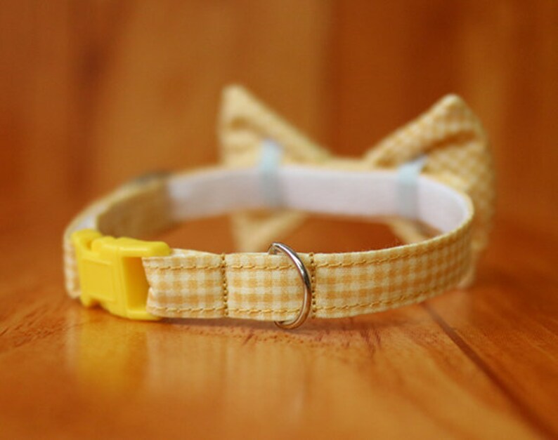 Yellow Gingham Cat Collar with Bow Tie Yellow Grid Bow Tie | Etsy