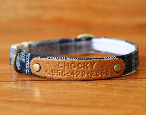 Hipster Jean Cat Collar Personalized Hipster Denim | Etsy