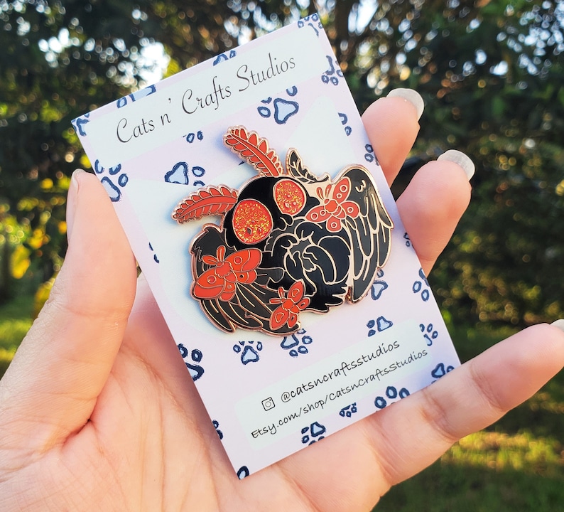 Mothman Cryptid Glitter Hard Enamel Pin - Etsy