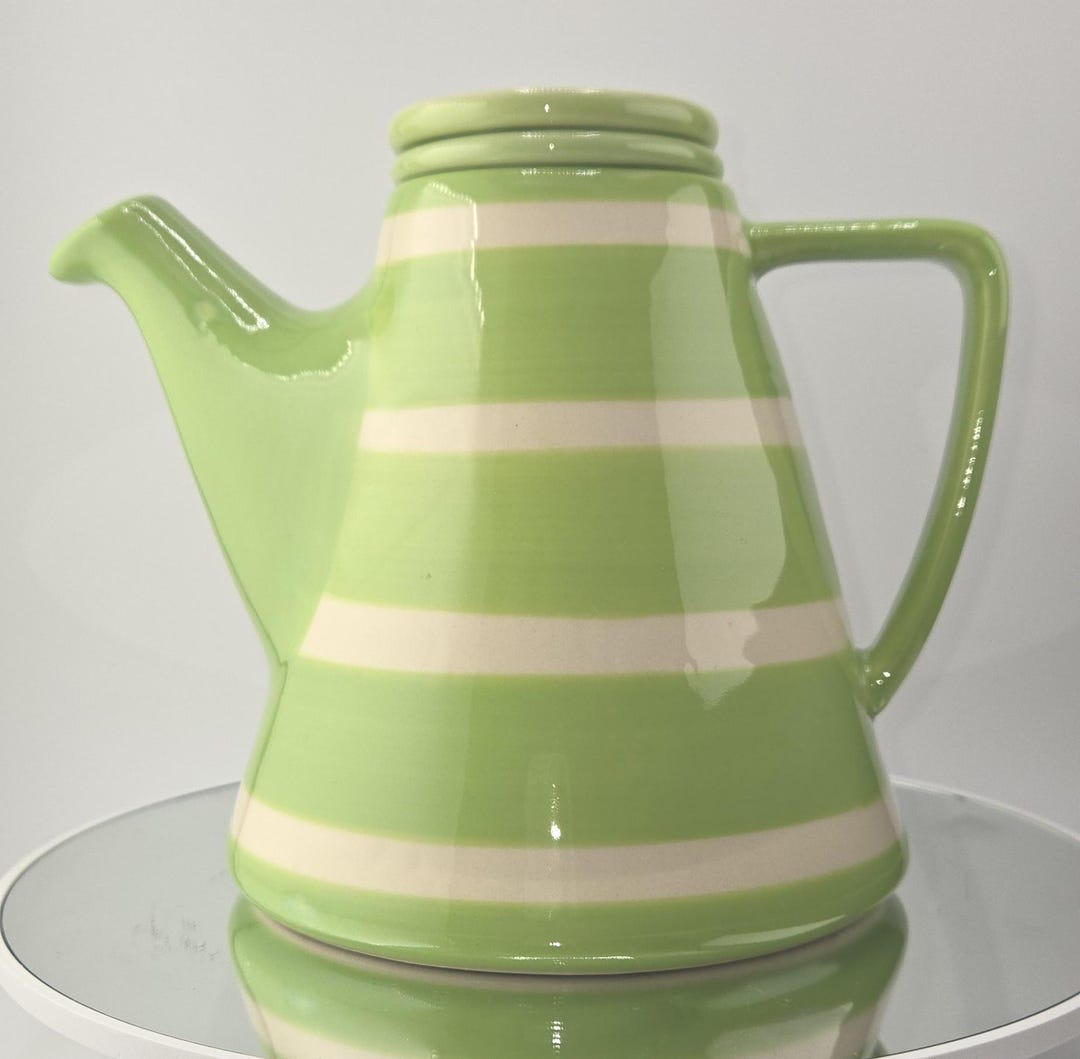 Tea for One Set: Green Striped Teapot With Diffuser - Signature ...
