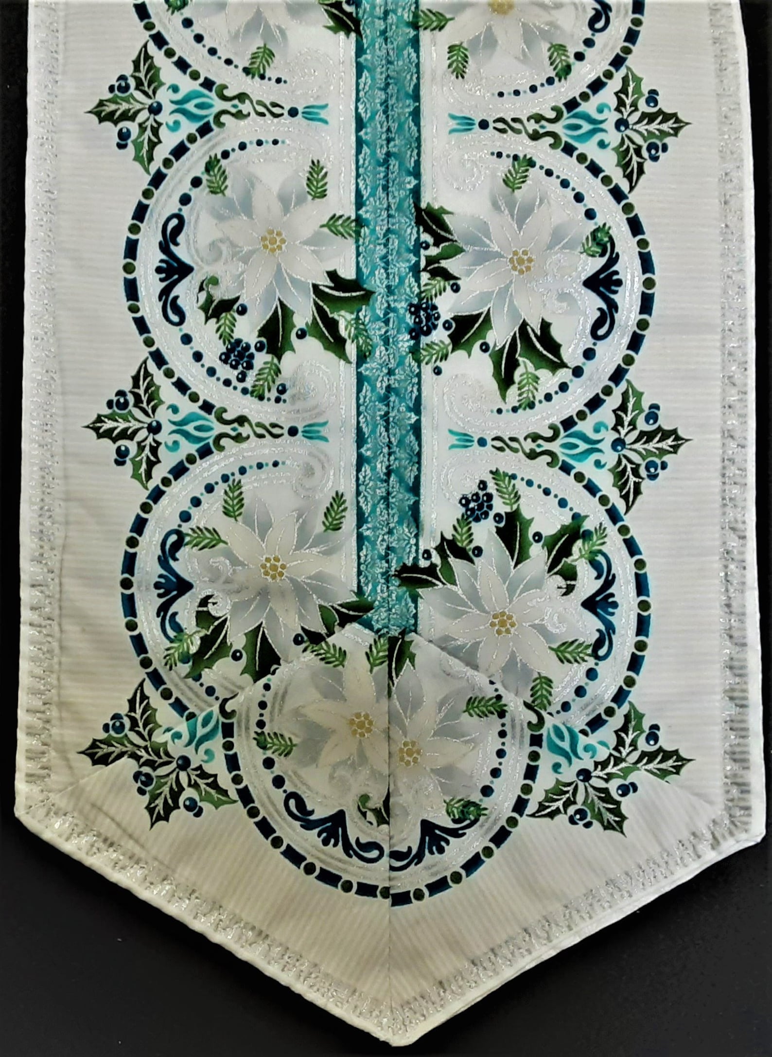 Silver Border Print Table Runner - Etsy