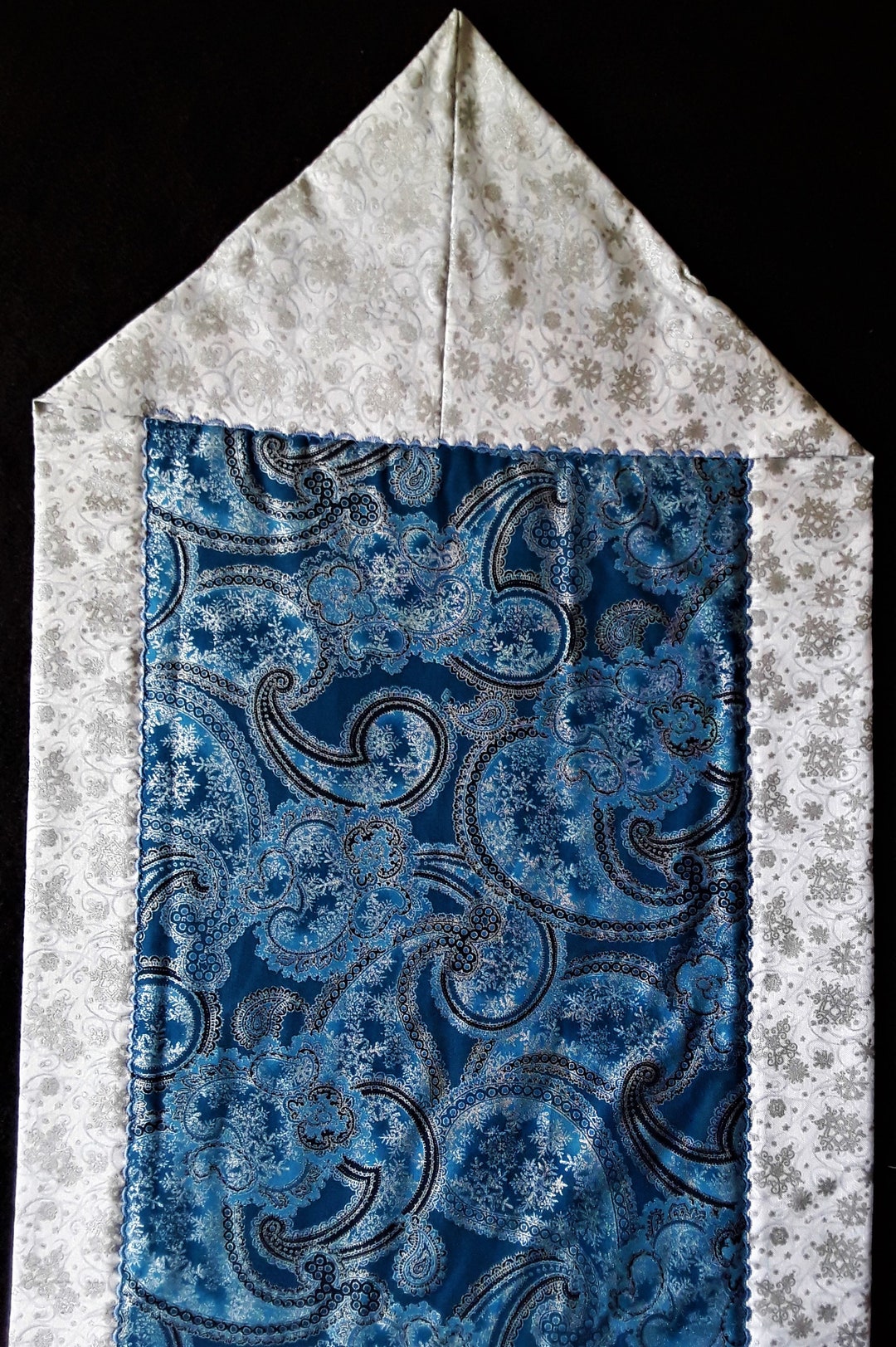 Blue and Silver Table Runner - Etsy