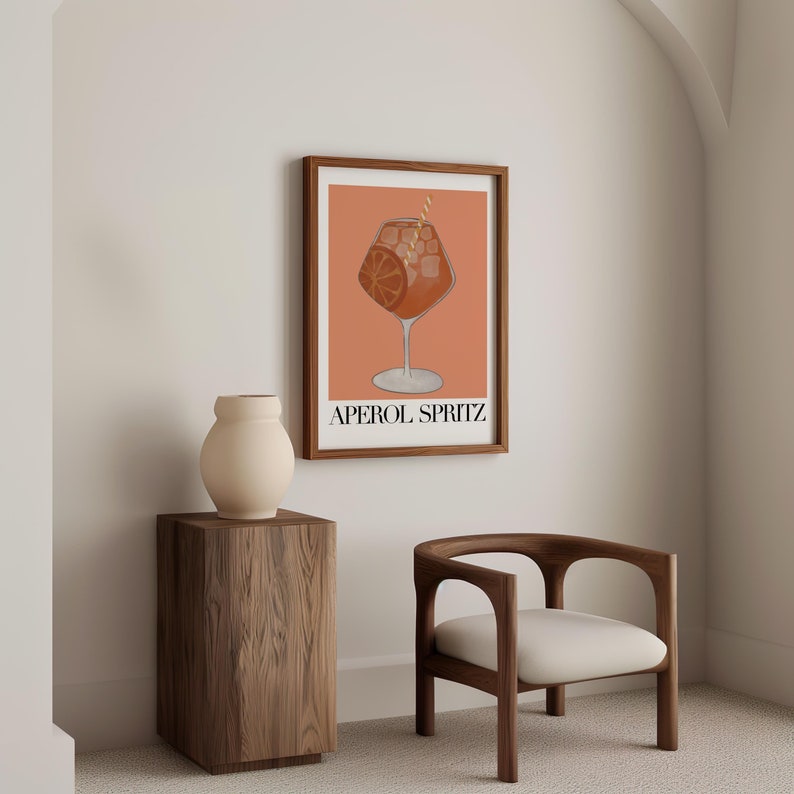 Watercolor Aperol Spritz Art Print: Cocktail Bar Cart Decor - Etsy