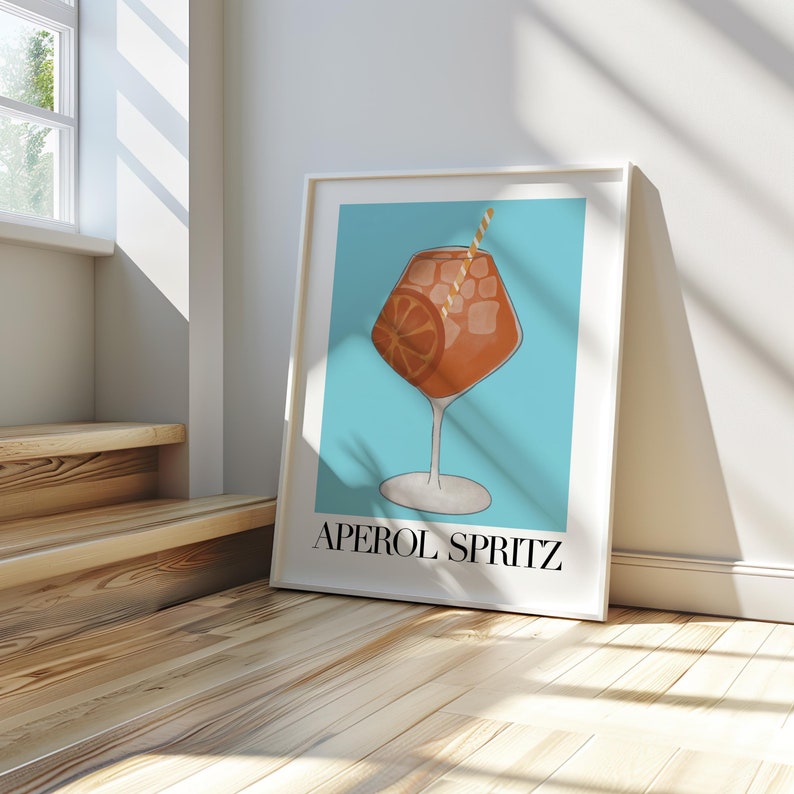 Watercolor Aperol Spritz Art Print: Cocktail Bar Cart Decor - Etsy