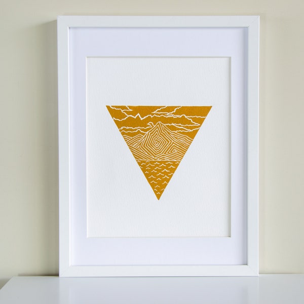 Mountain Linocut - Etsy