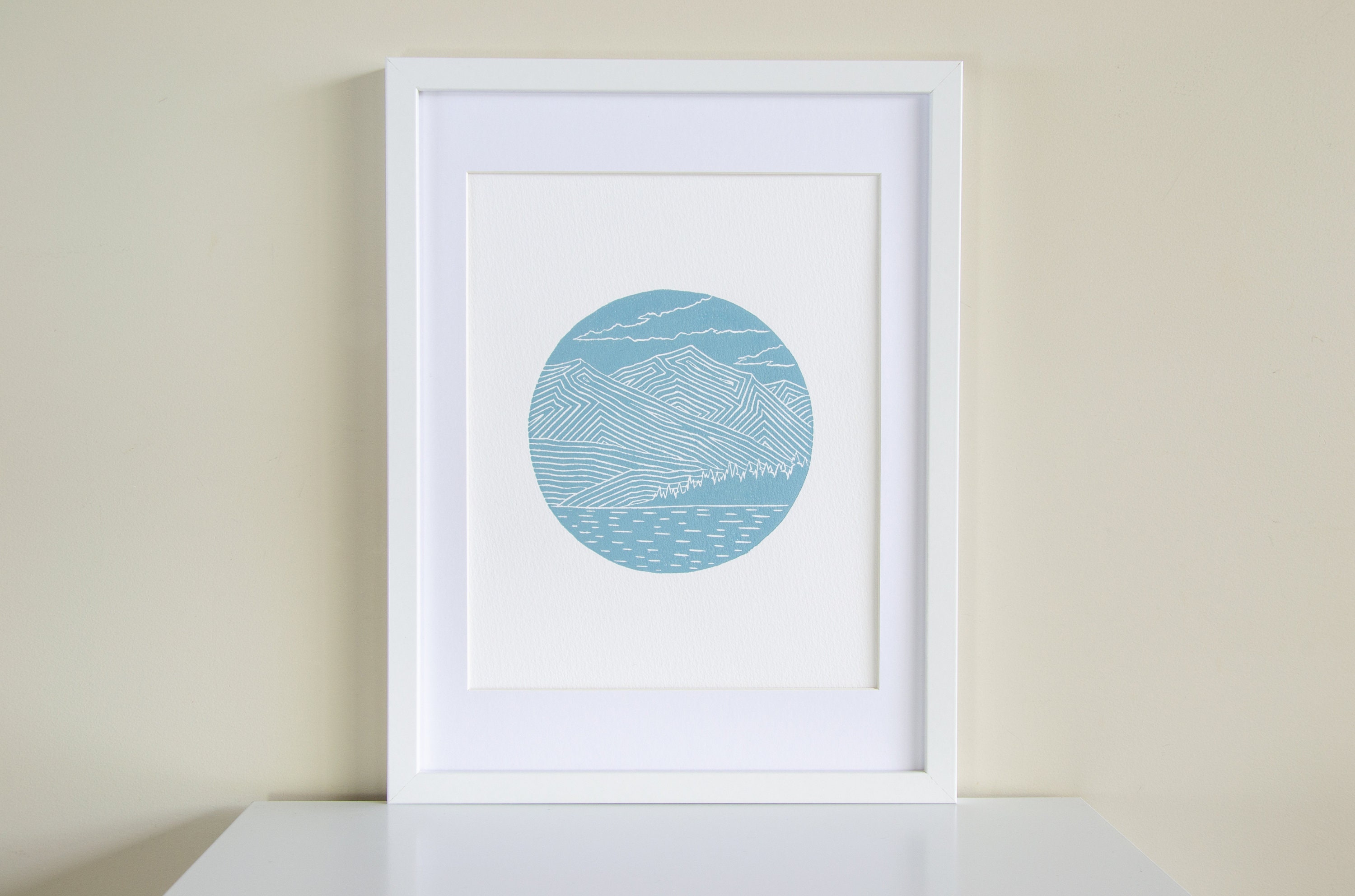 Mountain Linocut Print Wall Art New Zealand Lake Wanaka - Etsy