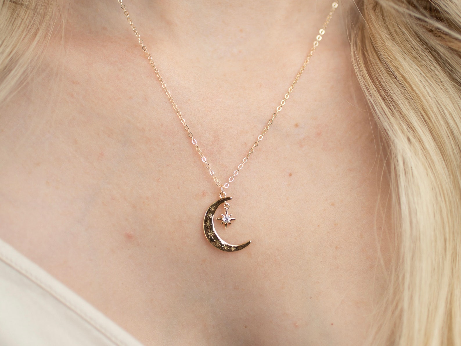 Moon and Star Necklace Moon Necklace Star Necklace Dainty - Etsy