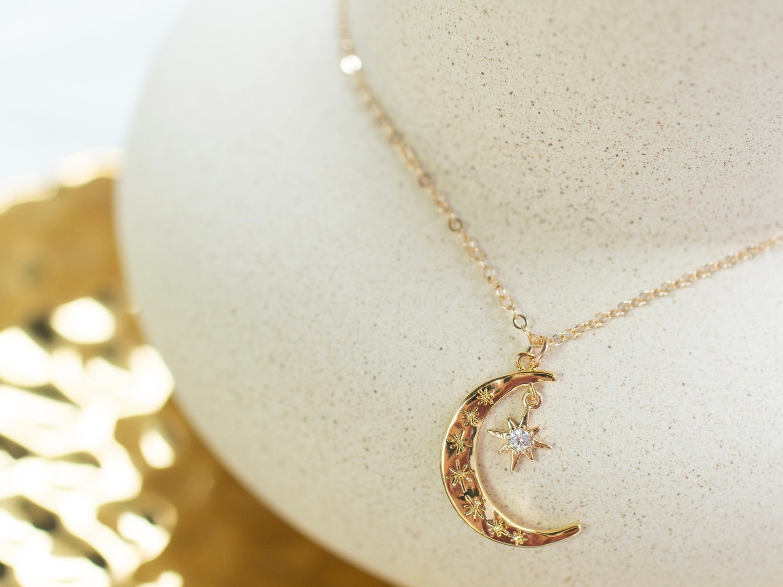 Moon and Star Necklace Moon Necklace Star Necklace Dainty - Etsy