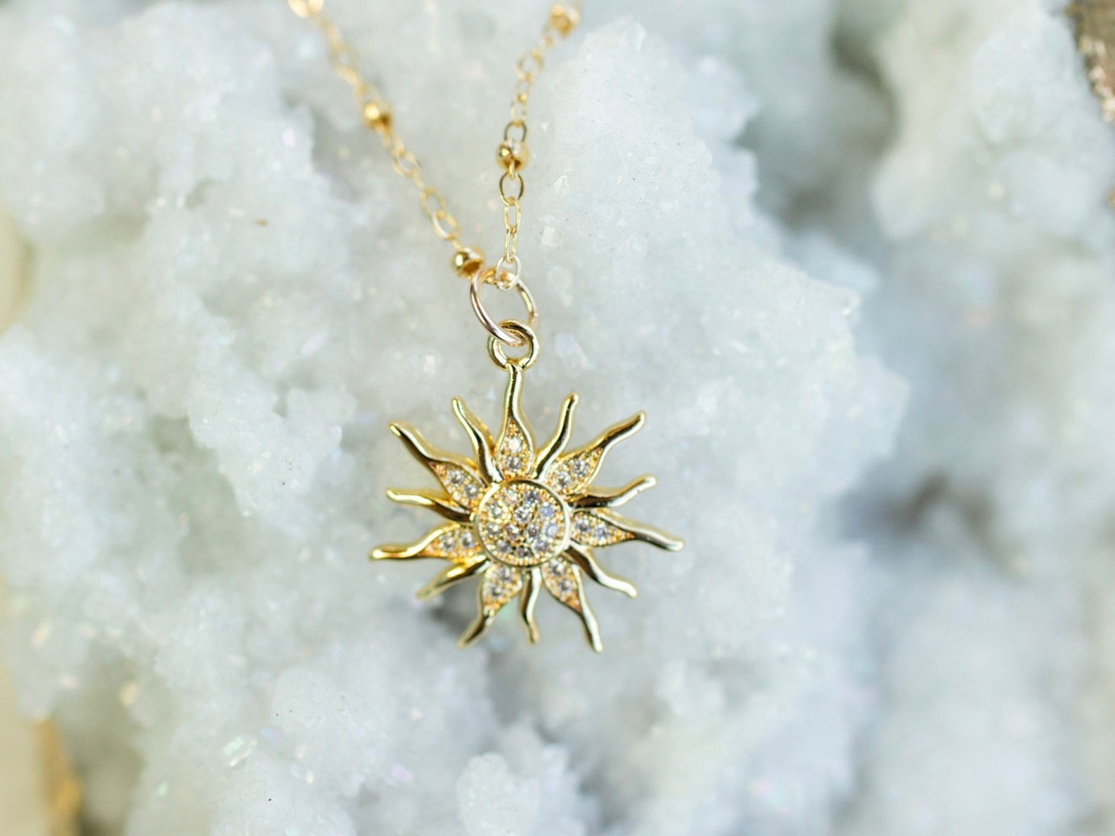 Sun Necklace Gift for Her Sun Necklace Dainty Celestial - Etsy