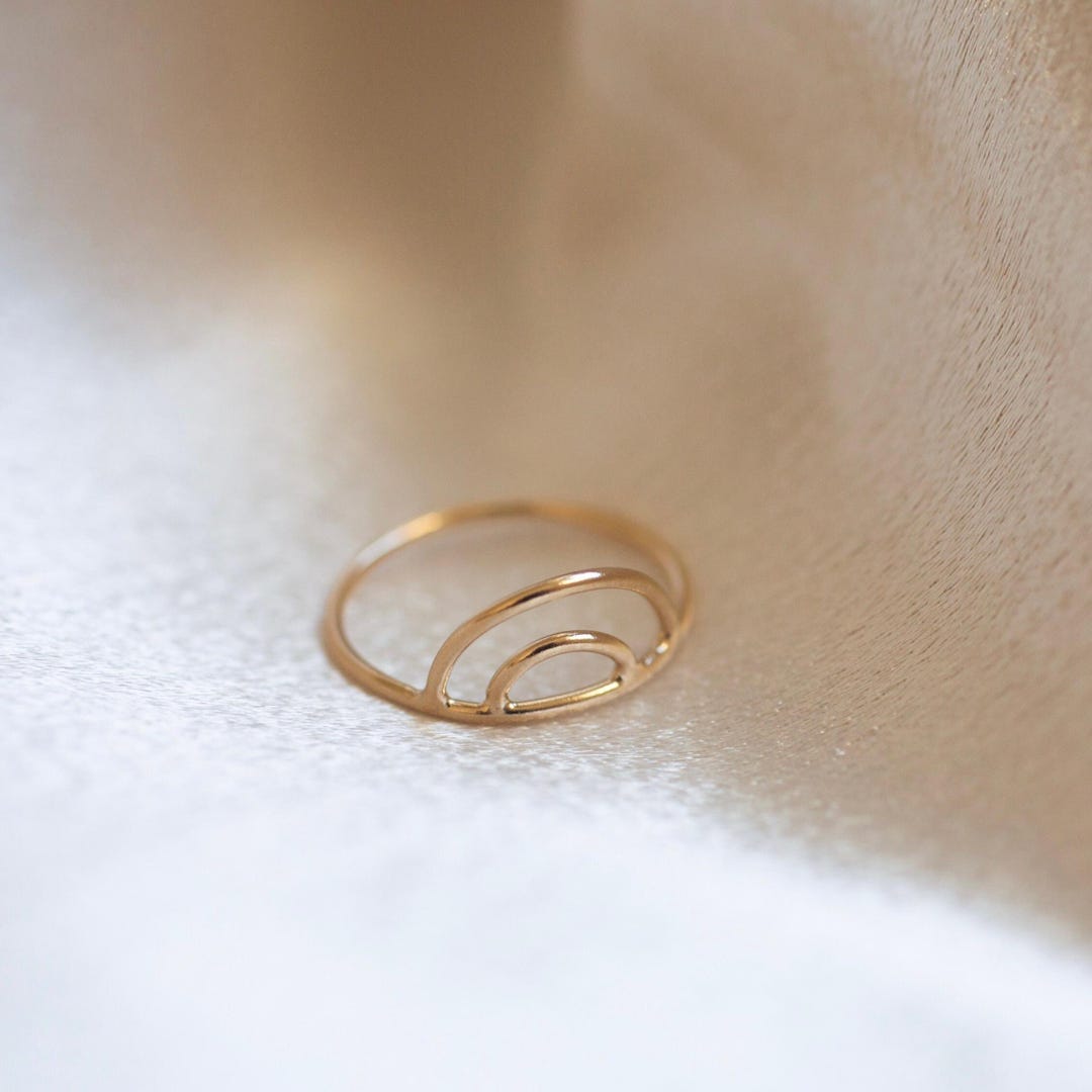14K Gold Filled Rainbow Ring • Dainty Stacking Ring • Minimalist Gold Rainbow Band • Everyday ...