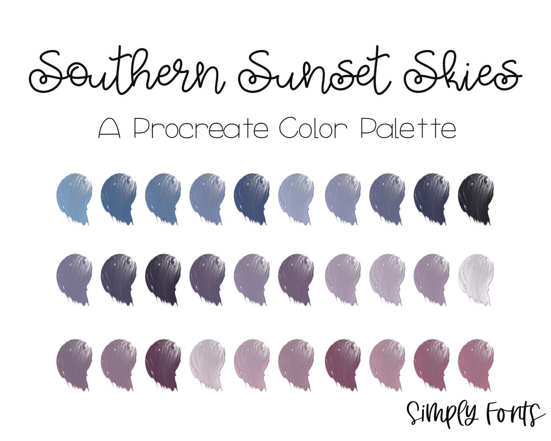 Southern Sunset Skies Palette Procreate Color Pallet, iPad Lettering ...