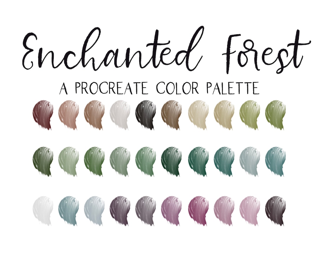 Enchanted Forest Procreate Color Pallet, iPad Lettering, Procreate Add ...