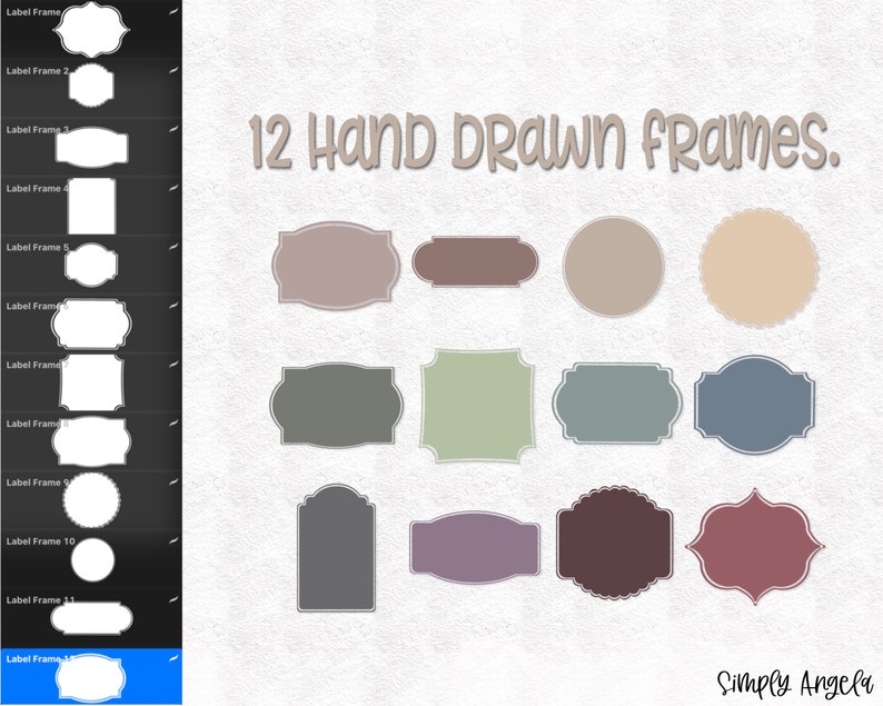 Procreate Label Frame Stamp Brushes, Procreate Add-on Brush Pack ...