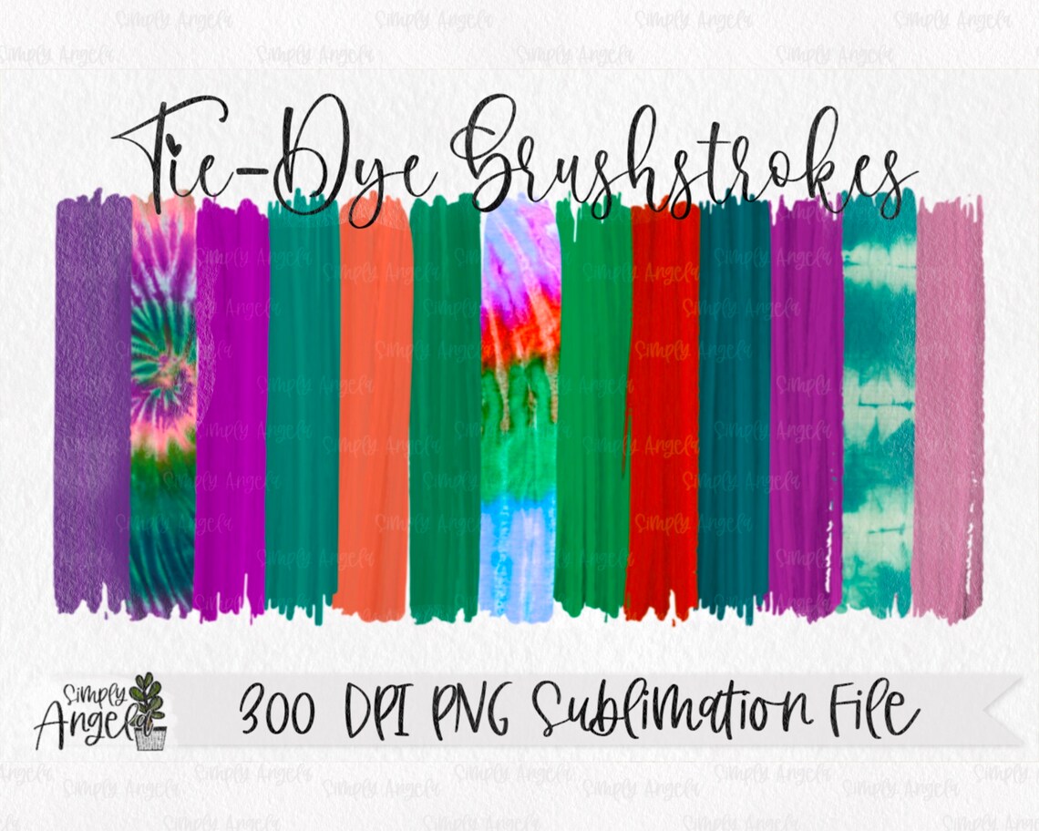 Tie-dye Brush Strokes PNG, Brushstrokes Sublimation Design, Brush ...