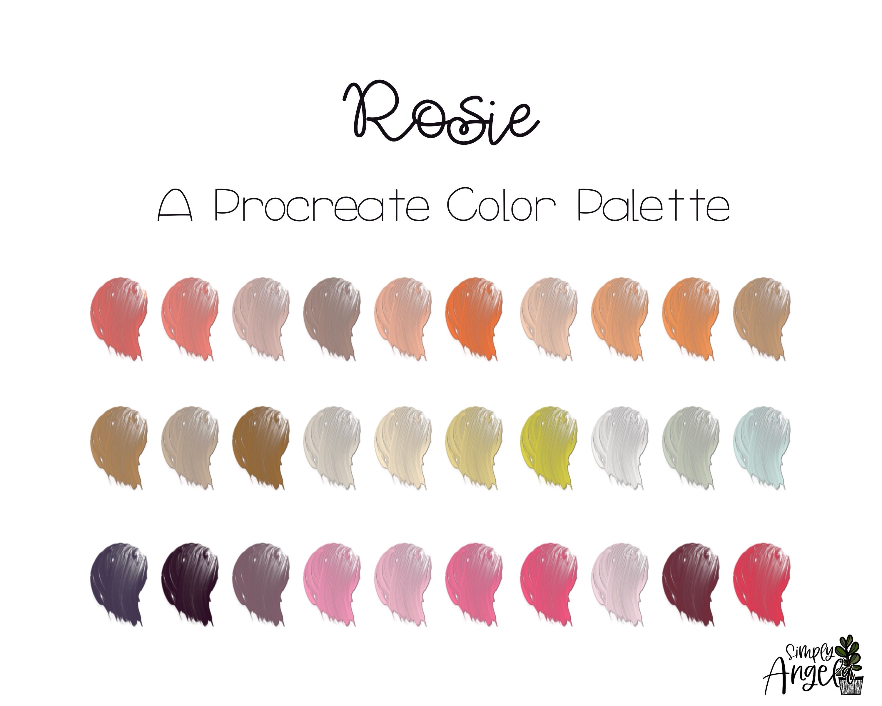 Rosie Palette Procreate Color Pallet, iPad Lettering, Procreate Add-ons ...