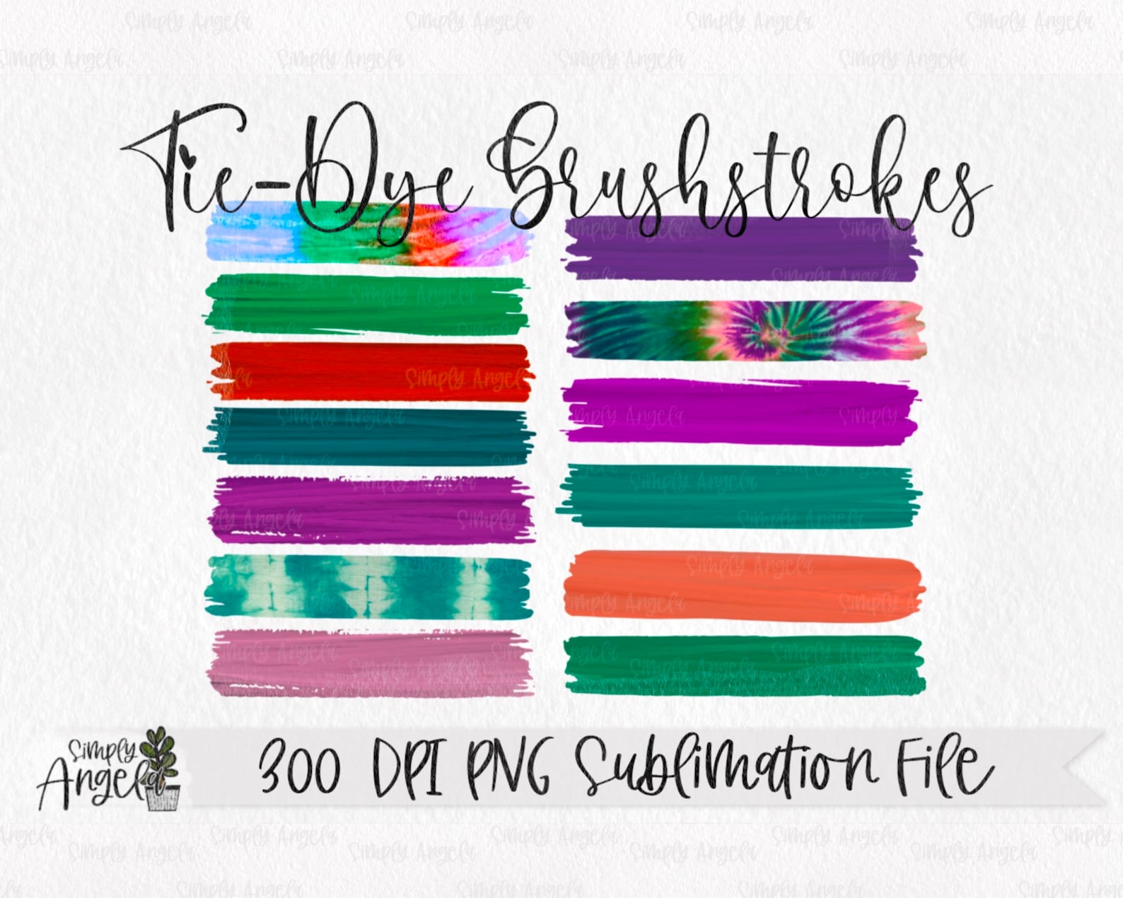 Tie-dye Brush Strokes PNG, Brushstrokes Sublimation Design, Brush ...