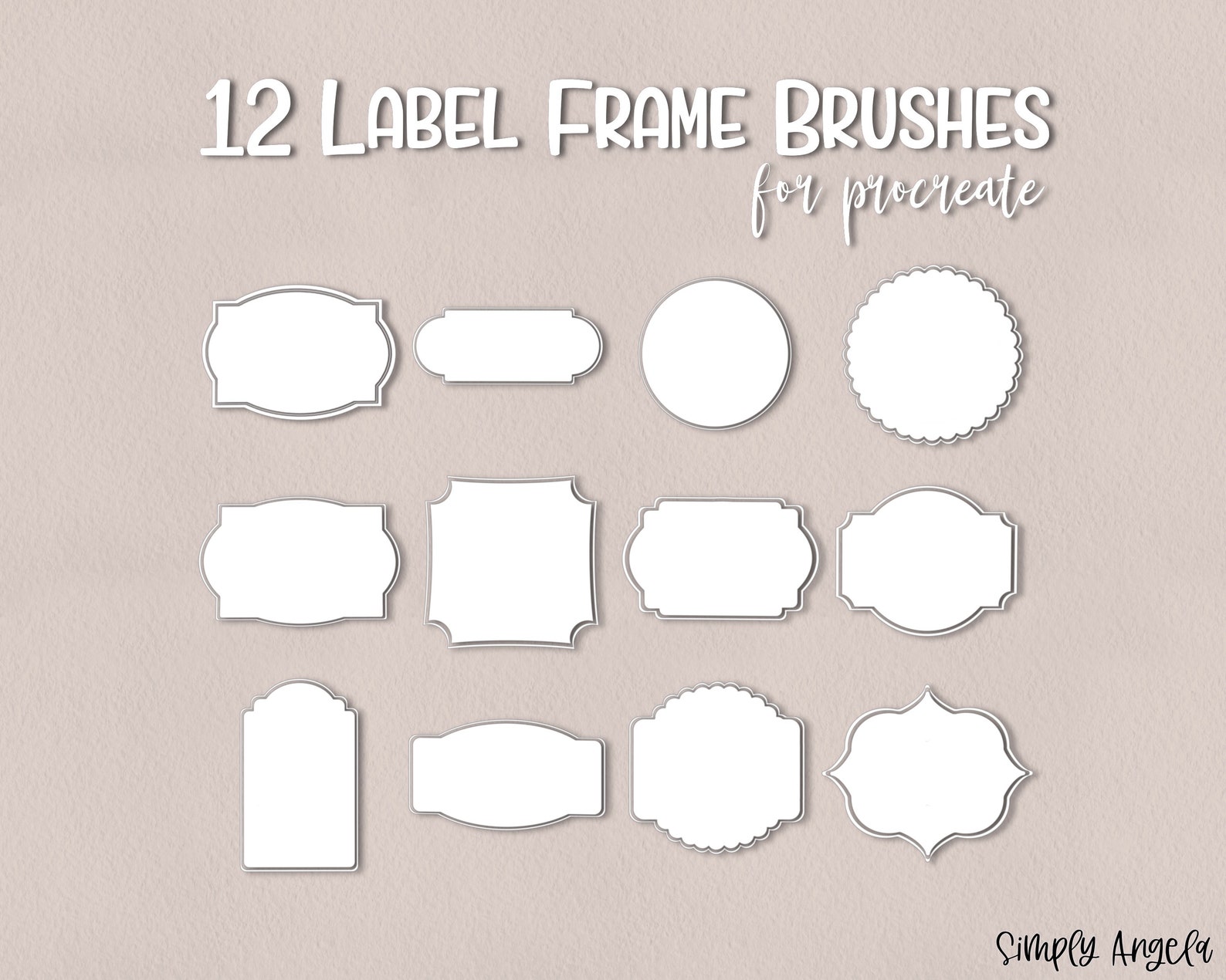 Procreate Label Frame Stamp Brushes, Procreate Add-on Brush Pack ...