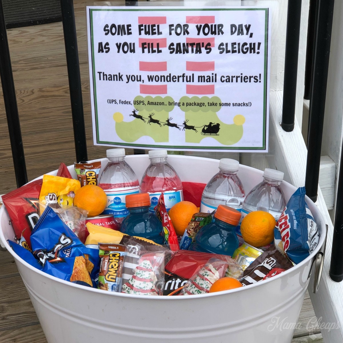 Mail Carrier Snack Bucket Thank You Sign Printable Sign Pack Instant ...
