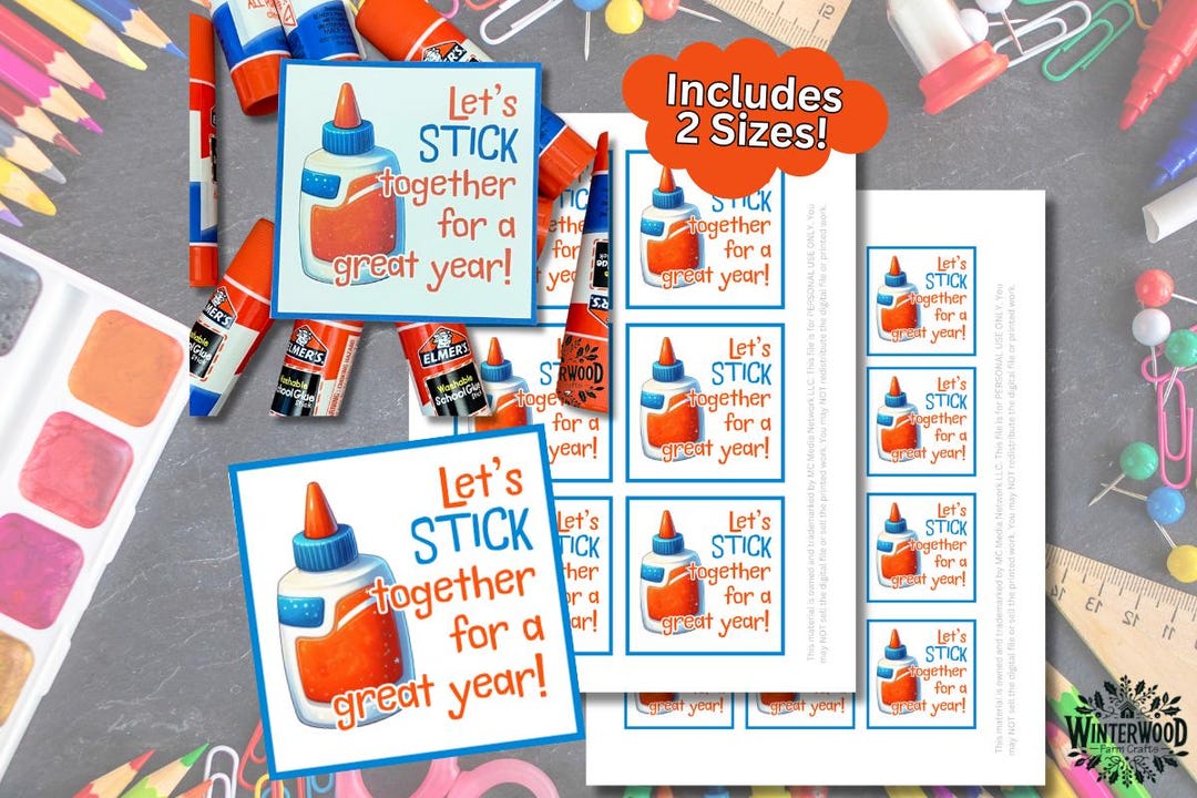Printable Back-to-school Glue-themed Gift Tags | Punny Teacher ...