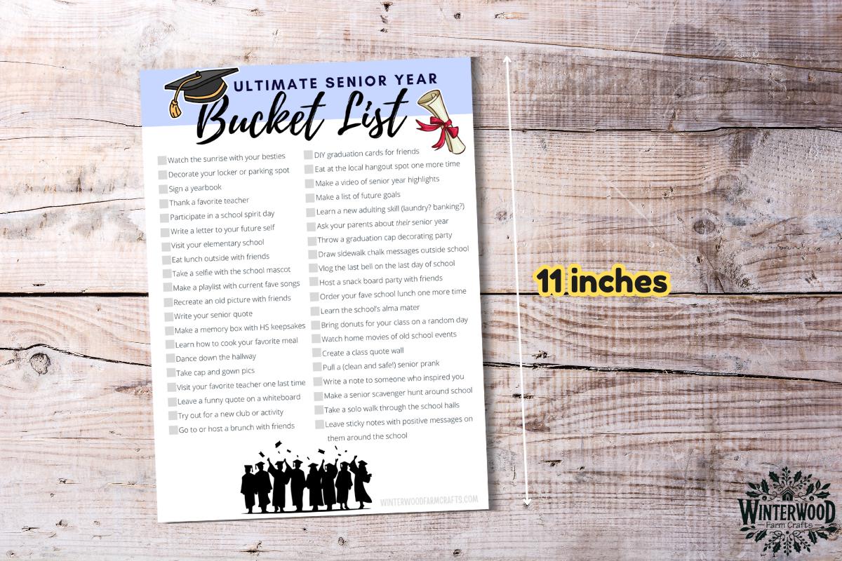 Ultimate Senior Year Bucket List Printable | Fun Graduation Checklist ...