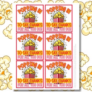 Generic POPCORN Themed PRINTABLE Gift Tag | Faculty Staff Appreciation ...