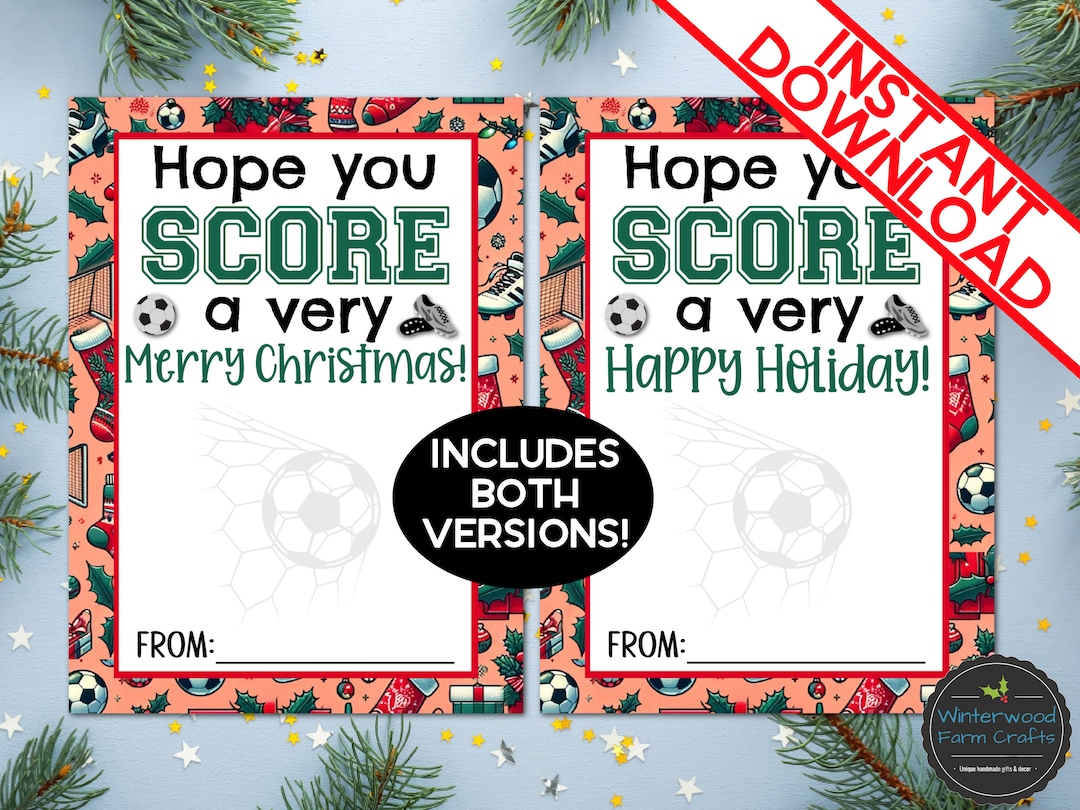 Printable SOCCER Christmas Holiday Themed Gift Card Holders | DIY Card ...