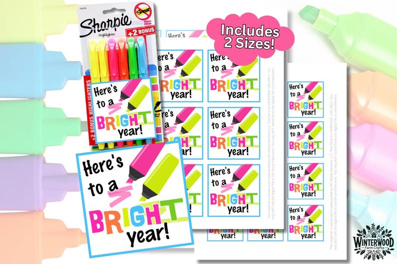 Printable Back-to-school Highlighter-themed Gift Tags | "here’s to a ...