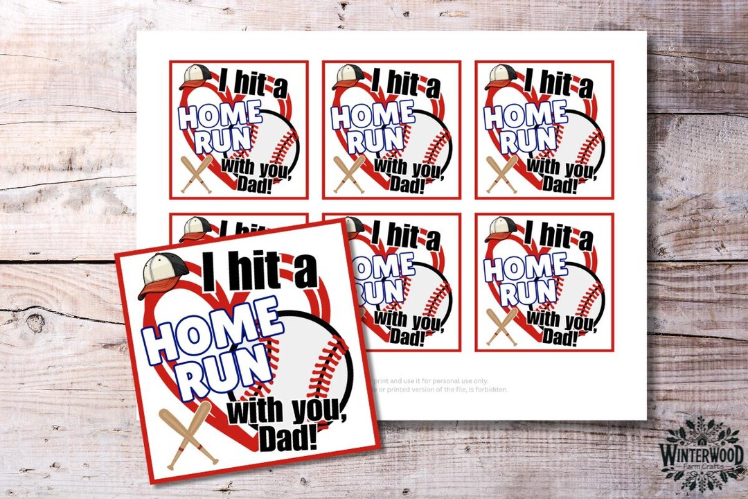 Home Run Dad Gift Tags | Baseball-themed Father’s Day Printable Tags ...