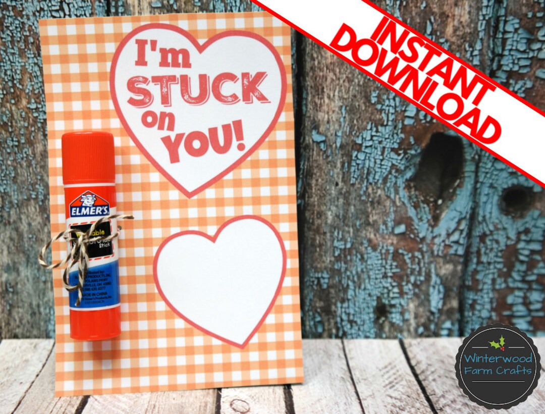 Printable GLUE STICK Valentine Cards | Digital Download | Class ...