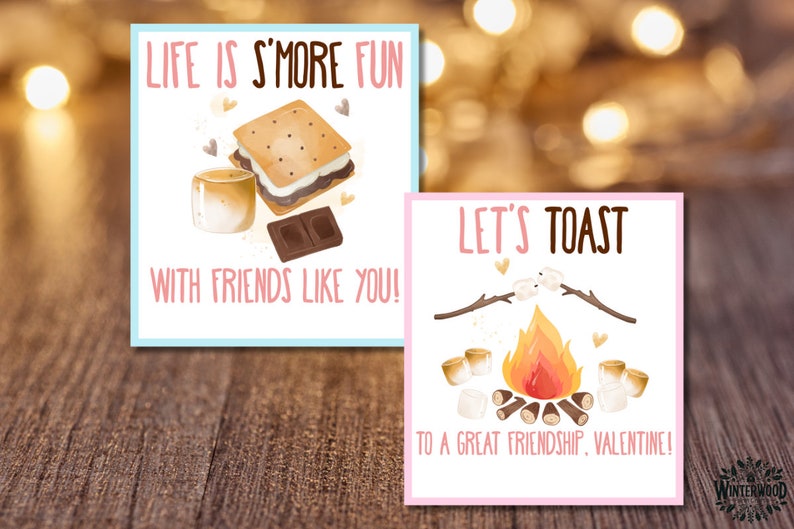 S'MORE VALENTINE Printable Cards | Instant Download PDF | Kid Classroom ...