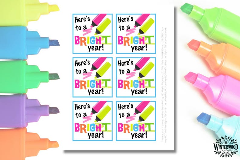 Printable Back-to-school Highlighter-themed Gift Tags | "here’s to a ...
