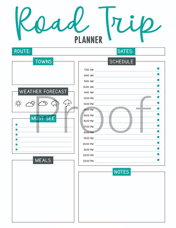 Printable ROAD TRIP PLANNER and Bucket List Bundle Instant Download ...