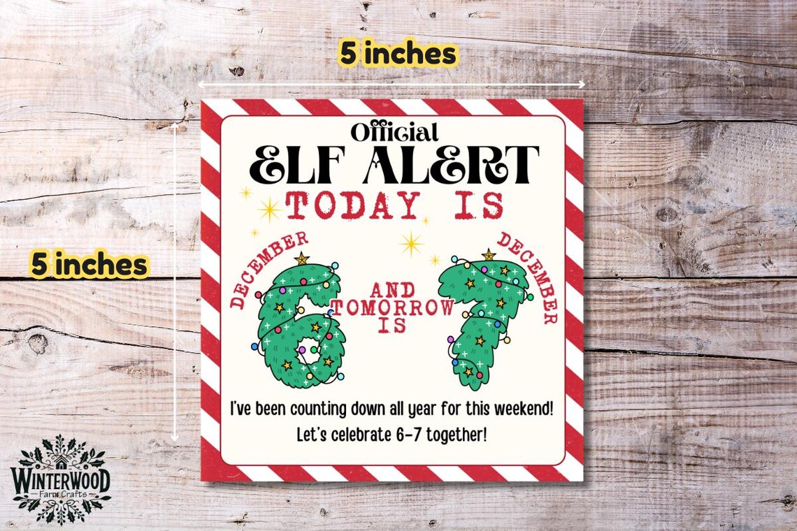 Elf Alert 6 - 7 Weekend Printable Tags | December 6 and 7 Elf Notes ...