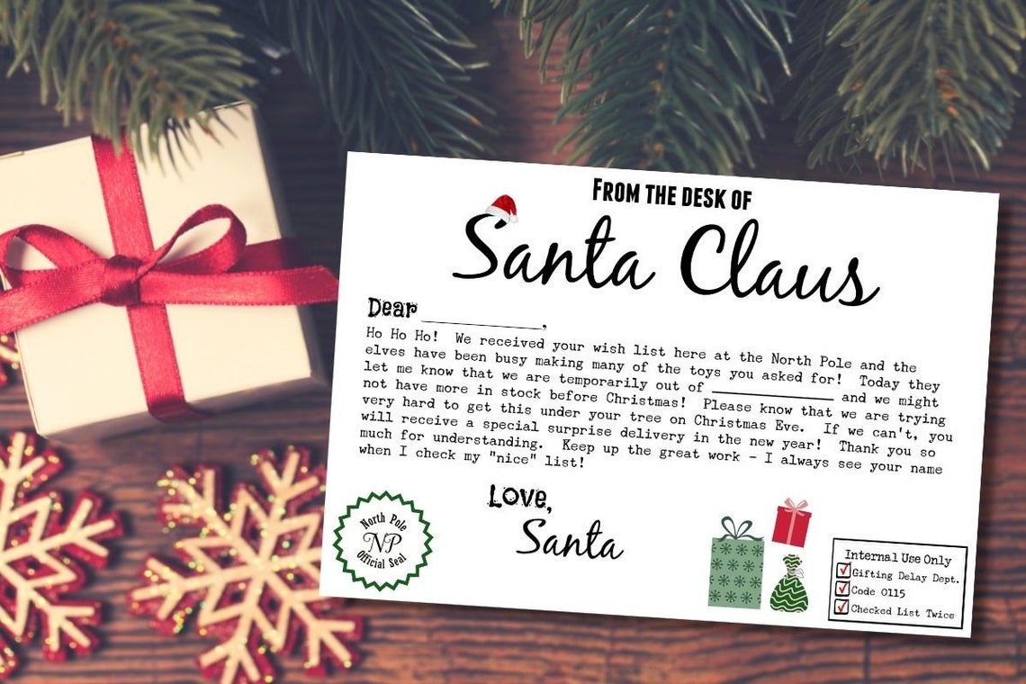 Printable Santa IOU Letter | Christmas Eve | Letter to Kids | Letter ...