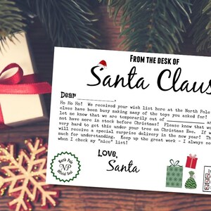 Printable Santa IOU Letter | Christmas Eve | Letter to Kids | Letter ...