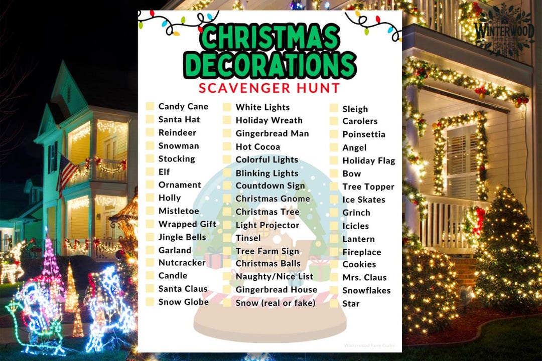 Christmas Decorations Scavenger Hunt Printable | Holiday Light ...