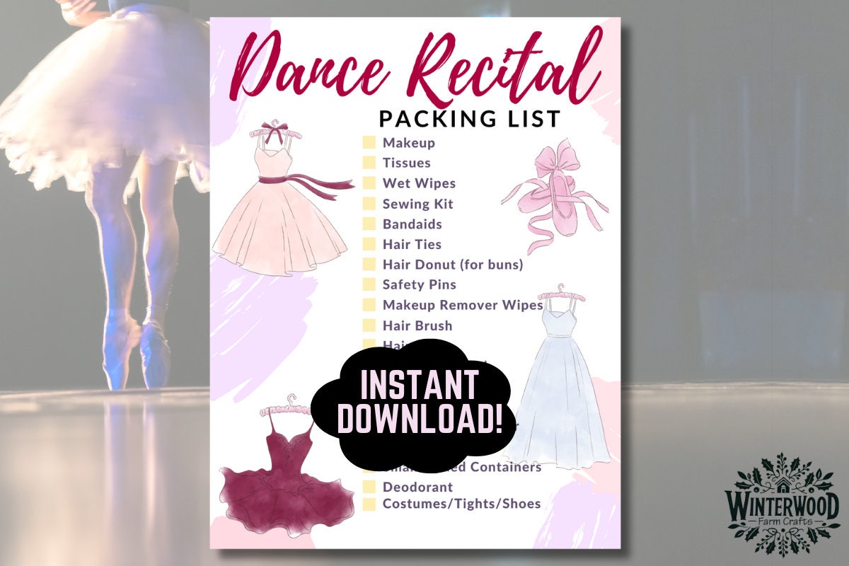 DANCE RECITAL Supplies Packing List | Checklist | Stage Box Essentials ...