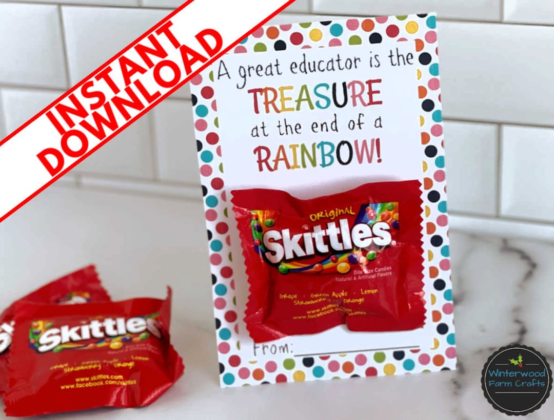 Printable Skittles Themed EDUCATOR Appreciation Candy Holder Cards DIY ...