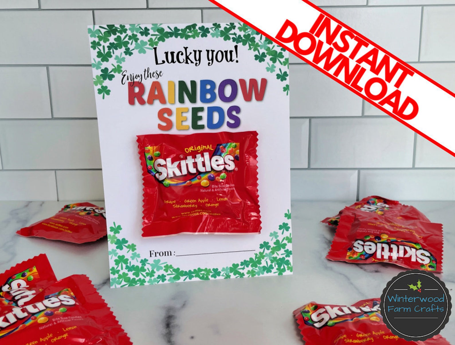 Skittles RAINBOW SEEDS Printable Candy Holders DIY St. Patrick's Day ...