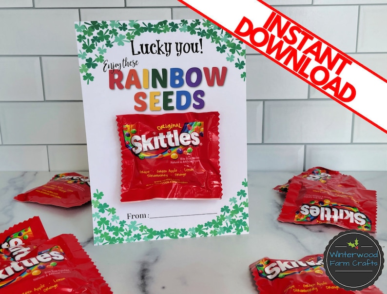 Skittles RAINBOW SEEDS Printable Candy Holders DIY St. Patrick's Day ...