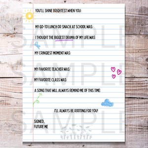 Dear Younger Me – Senior Letter Printable | Graduation Reflection ...