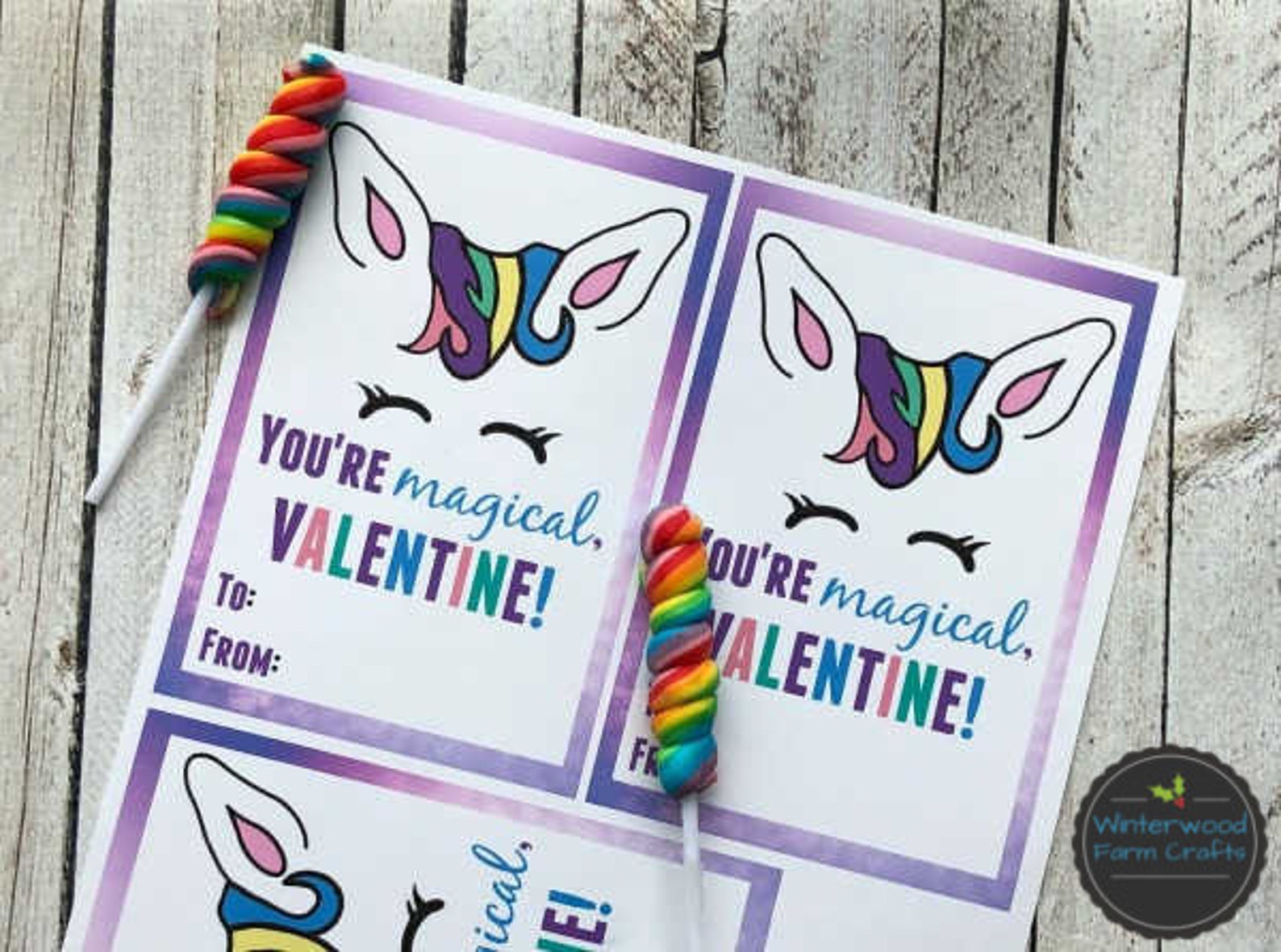 Printable MAGICAL UNICORN Themed Valentines | DIY Cards | Easy Candy ...