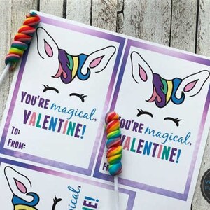 Printable MAGICAL UNICORN Themed Valentines | DIY Cards | Easy Candy ...