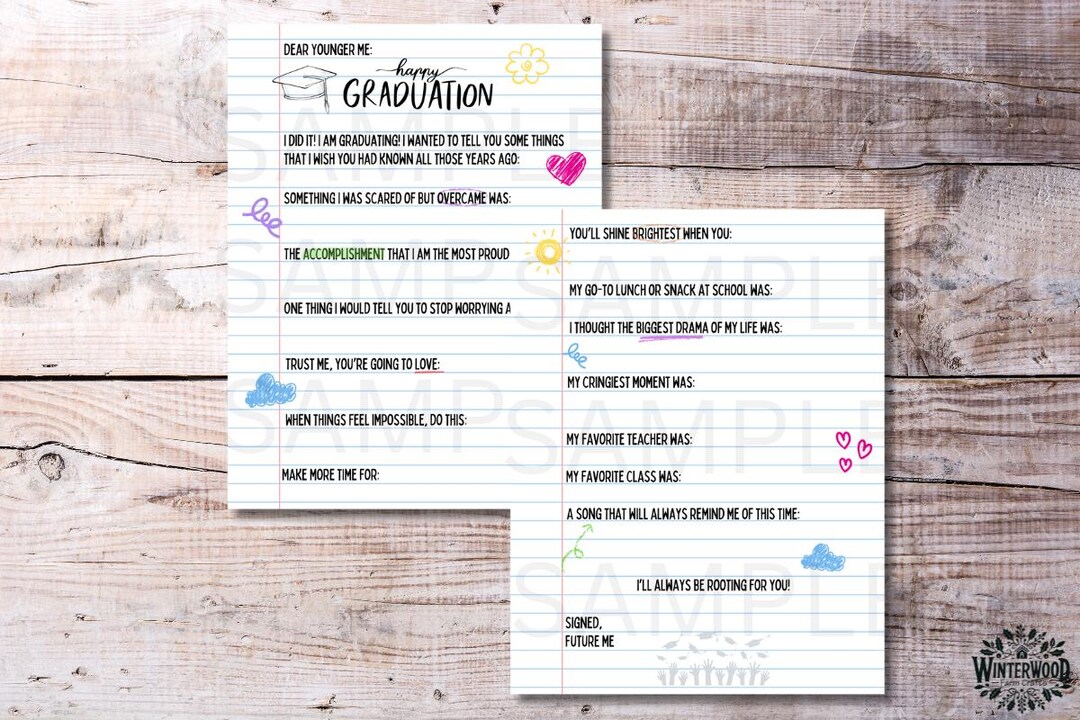 Dear Younger Me – Senior Letter Printable | Graduation Reflection ...